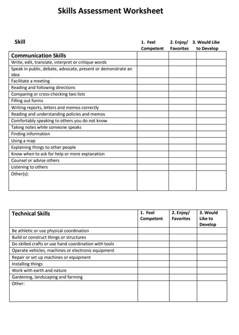 Essential Skills Assessment Template Free Word And Excel Templates