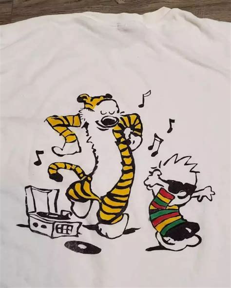 Calvin And Hobbes Dancing White T Shirt Short Sleeve All Sizes