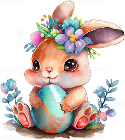 Cute Easter Bunny Watercolor 19152418 Png