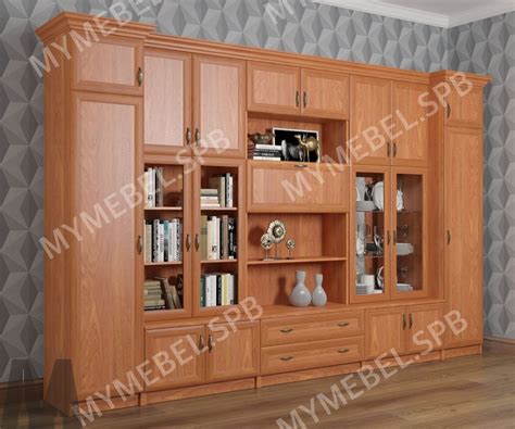 Стенка с книжным шкафом "Марина - 7" под заказ от фабрики Моя Мебель