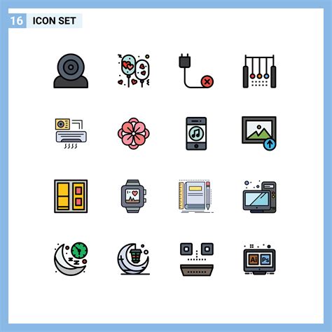 Set Of 16 Modern Ui Icons Symbols Signs For Hanging Acrobatic Party Hardware Devices Editable