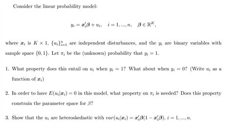 Solved Consider The Linear Probability Model Chegg Com