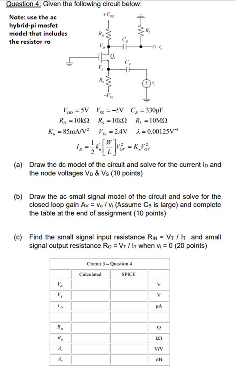 Solved Question Given The Following Circuit Below Note Chegg