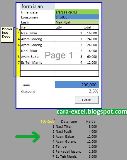 Cara Membuat Nota Pada Excel Cara Excel