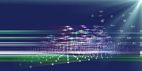Abstract Grid Mesh Analysis Data On Blue Background With Blurred Lines