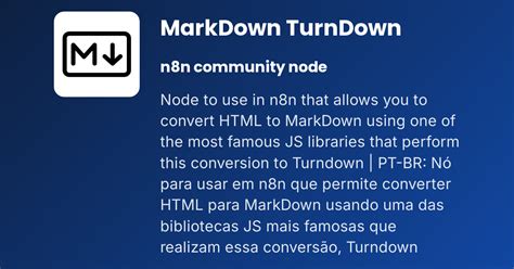 Markdown Turndown N8n Community Node Ncnodes