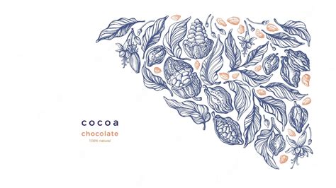 Premium Vector Cocoa Border Vector Engraving Organic Chocolate