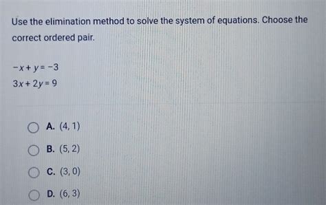 solved use the elimination method to solve the system of equations