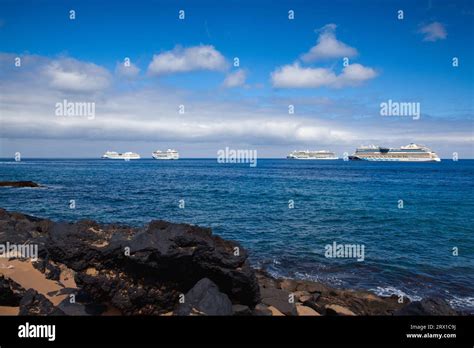 A fleet of empty cruise ships on Tenerife during the pandemic Stock ...