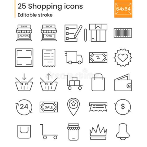 Shopping And Ecommerce Icons Set Stock Vector Illustration Of