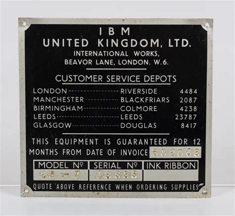 VINTAGE IBM INTERNATIONAL Master Clock Metal ID PLAQUE For Model PicClick AU