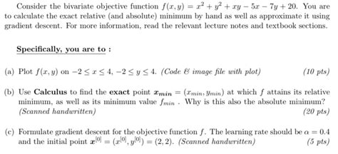 solved consider the bivariate objective function