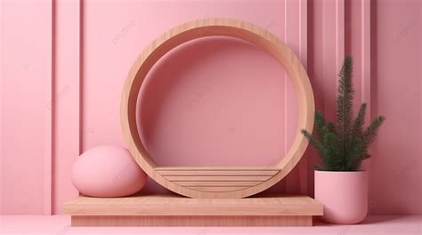 분홍색 벽 3d 렌더링된 장면에 미니멀한 나무 연단 핑크 3d 3차원 원 세우다 배경 일러스트 및 사진 무료 다운로드 Pngtree