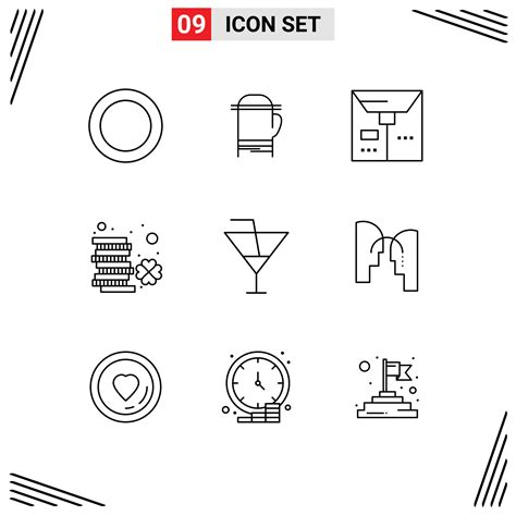 Grupo De 9 9 Contornos Señales Y Símbolos Para Fiesta Bebida Mi Patricio Irlandesa Editable