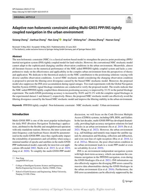 adaptive non holonomic constraint aiding multi gnss ppp ins tightly