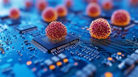 A Cutting Edge Digital Image Of Luminous Cells Linked By Circuitry