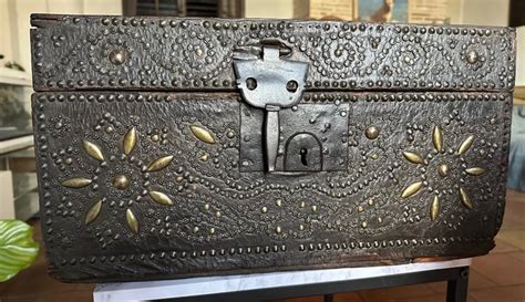 Chest Brass Leather Wood Catawiki