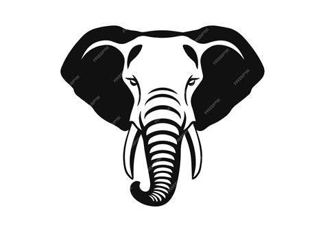 Elephant Head Silhouette Vector Illustration Line Art Premium Ai