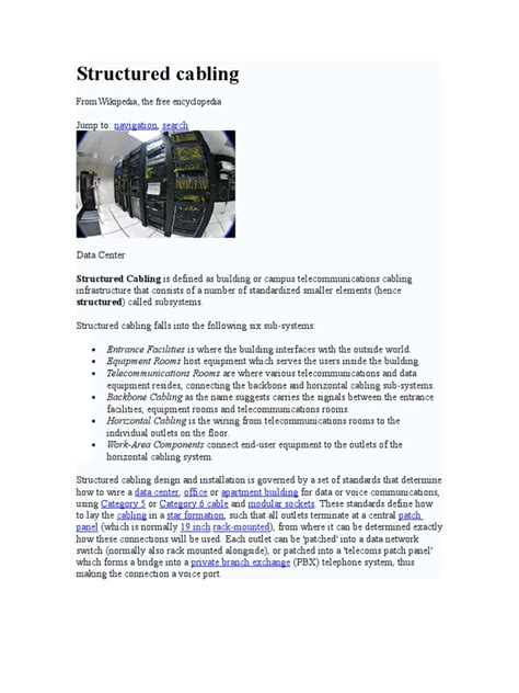 Structured Cabling Pdf Electrical Connector Networks