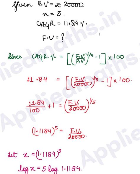 Class 12 Cbse Applied Maths Return Growth And Depreciation Exercise 142