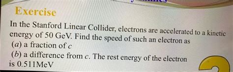 Solved Exercise In The Stanford Linear Collider Electrons