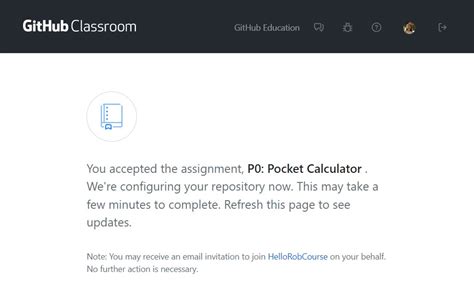 github classroom tutorial hellorob