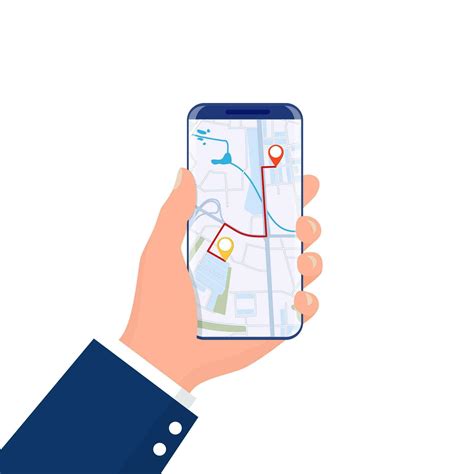 Male Hand Holding Phone With Map And Pointer Navigation App With Map And Location Pin Mobile