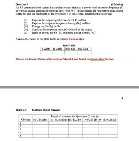 Solved Question 4 5 Marks An Rf Communication System Has A