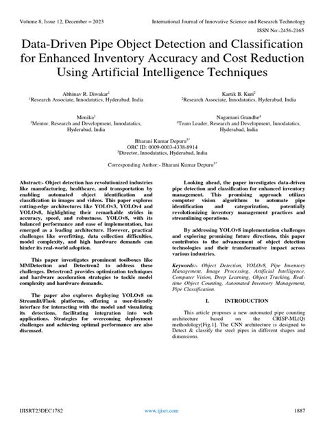 Data Driven Pipe Object Detection And Classification For Enhanced