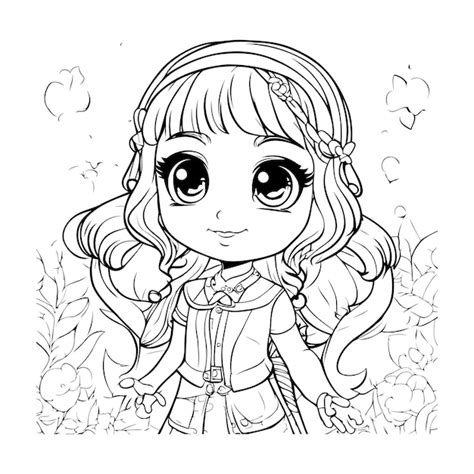 동화 의상을 입은 귀여운 작은 소녀 ⁇ 터 일러스트레이션 프리미엄 Ai 생성 벡터