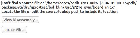 ccs tda4vm can t find a source file in debug mode processors forum