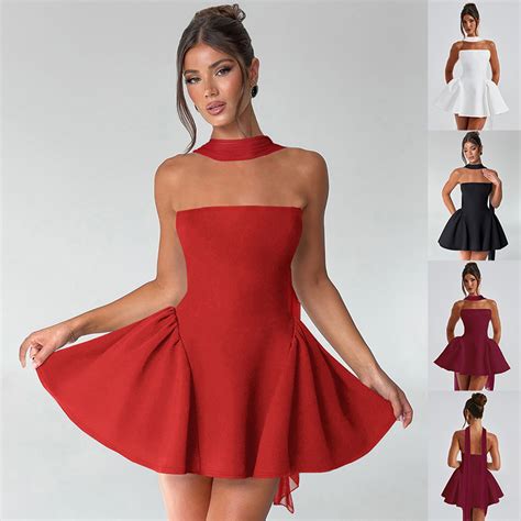 Sexy Tube Top Dress With Back Zipper Design Ins Fashion Short Dress For Party Clothing Women ...