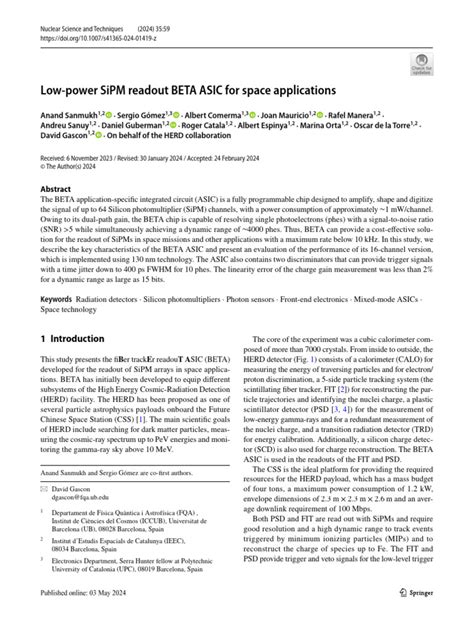 Low Power Sipm Readout Beta Asic For Space Applications Pdf Operational Amplifier Analog