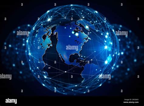 dark blue high tech planet earth hologram global communication