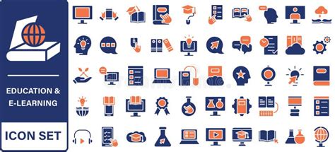 Education And E Learning Big Icons Collection Containing Education School E Learning College