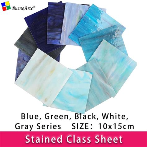 4 조각 10x15cm 스테인드 글라스 시트 블루 그린 블랙 화이트 그레이 시리즈 Iridized 오팔 Diy 모자이크 작품 아트 공급 업체 Aliexpress