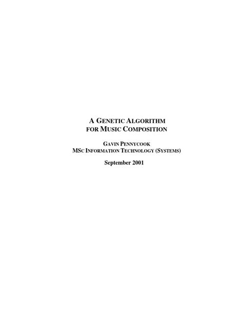 A Genetic Algorithm For Music Composition Pdf Genetic Algorithm