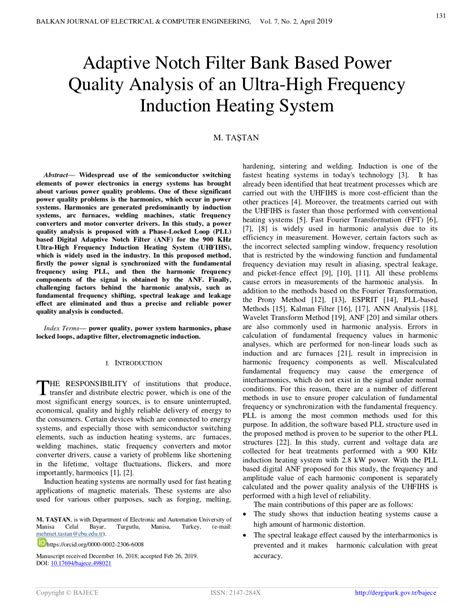 Pdf Adaptive Notch Filter Bank Based Power Quality Analysis Of An Ultra High Frequency