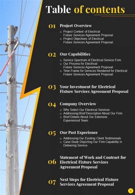 Electrical Fixture Services Agreement Proposal Report Sample Example Document Ppt Example