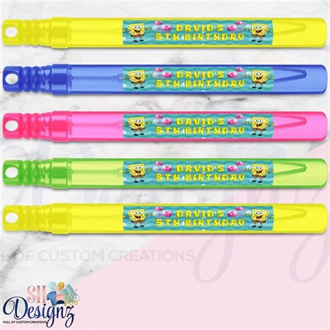 Spongebob Birthday Party Bubble Wand Labels Spongebob Party Bags Spongebob Spongebob Party
