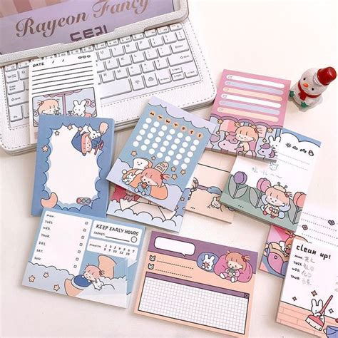 Yuja Girl Cartoon Print Memo Pad