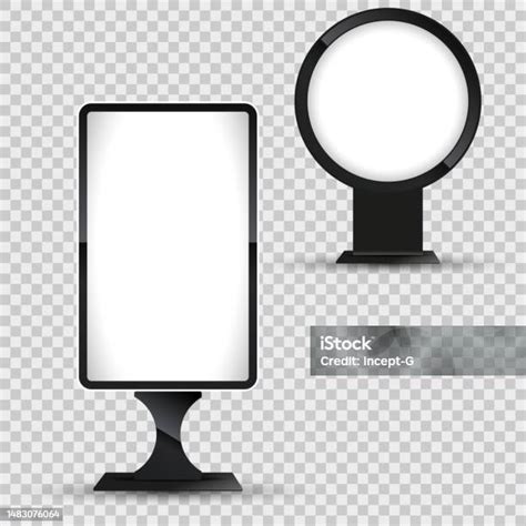 사실적인 라이트 박스의 두 개의 Led 모형 3d 옥외 전시 표시를 위한 빈 공간이 있는 조명된 라이트박스 0명에 대한 스톡 벡터 아트 및 기타 이미지 Istock