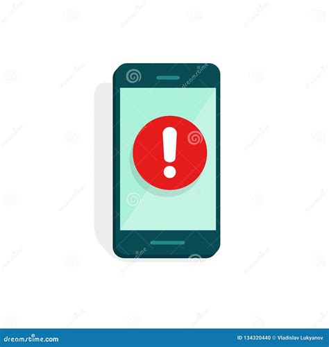 Mobile Phone Alarm Or Alert Sign Vector Icon Flat Cartoon Smartphone Display Exclamation Sign