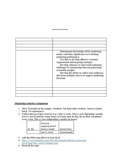 Marketing Analytics Pdf Logistic Regression Analytics