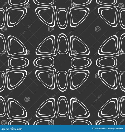Abstract Seamless Vector Pattern With Round Geometric Shapes Symbols Frames Of Triangles With