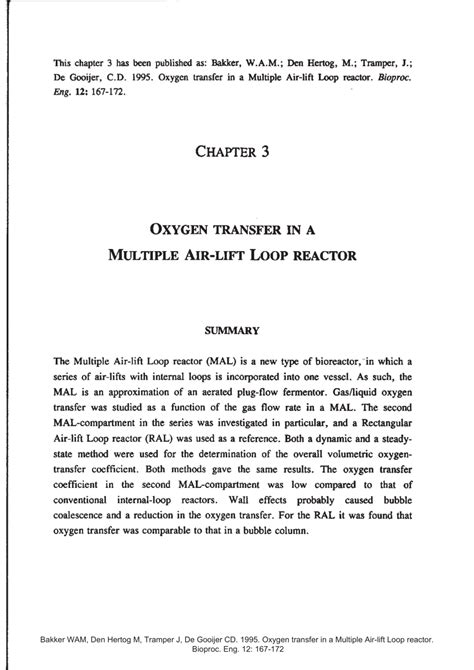Pdf Oxygen Transfer In A Multiple Airlift Loop Reactor