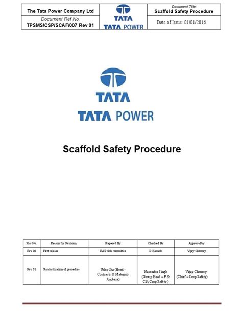 Scaffold Safety Procedure Pdf Scaffolding Risk