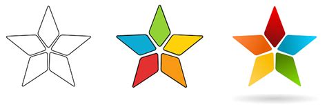 다섯 개의 뾰족한 별 약간 둥근 세그먼트 사이의 공간 블랙 화이트 와 컬러 또는 3d 효과 버전 별 모양에 대한 스톡 벡터 아트 및 기타 이미지 Istock