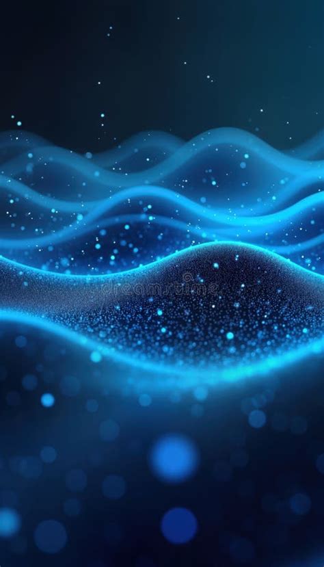 Abstract Blue Waves With Floating Particles Create Fluid Motion Tech