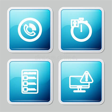 Set Line Phone Call Stopwatch Create Account Screen Mobile And Monitor With Exclamation Mark